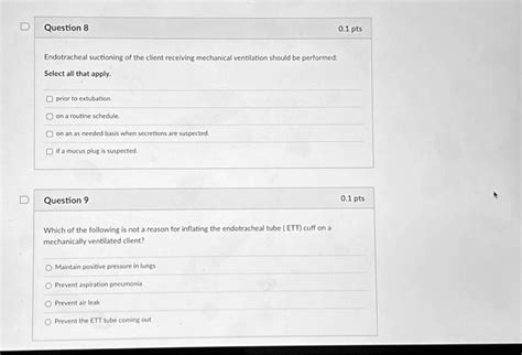 solved texts question 8 0 1pts endotracheal suctioning of the client
