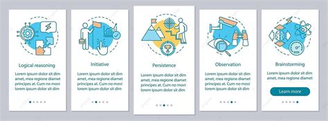 Vector Template Of Onboarding Mobile App Screen For Mental Skills Vector Template Download On