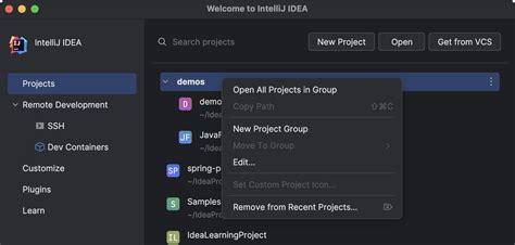 Open Move And Close Projects Intellij Idea Documentation