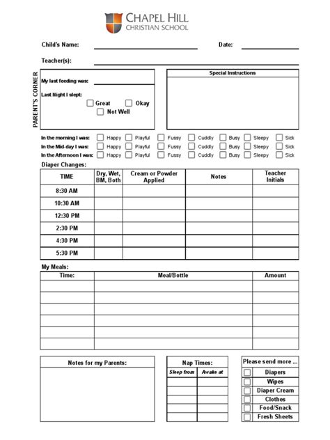 Infant Daily Sheets Pdf
