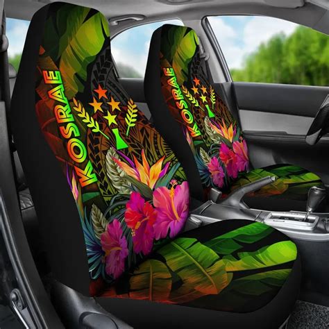 Kosrae Polynesian Car Seat Covers Hibiscus And Banana Leaves