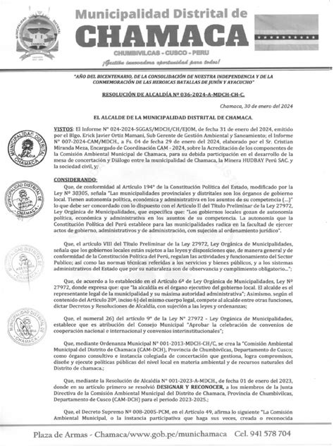 Miembros Mesa De Dialogo Chamaca Hudbay Pdf