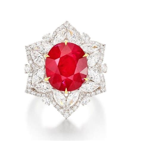Diamond And Ruby Flower Ring