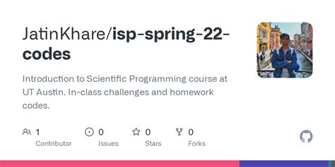 GitHub JatinKhare Isp Spring Codes Introduction To Scientific Programming Course At UT