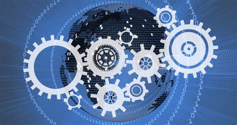 Gear Wheels In World Binary Code 4k Stock Illustration Illustration
