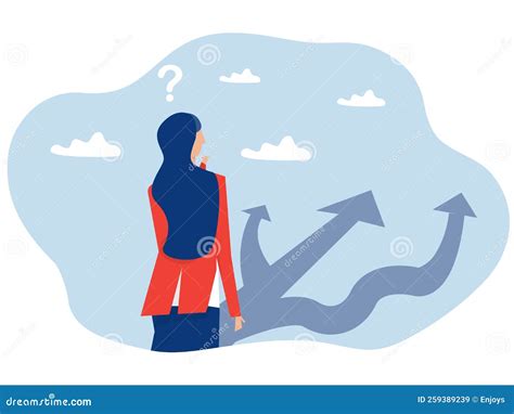 Business Woman Making Decision Where To Go Next Direction Choosing
