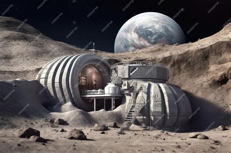 Premium Ai Image Dprinted Space Habitat Using Lunar Regolith Created