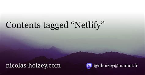 Contents Tagged “netlify” Nicolas Hoizey
