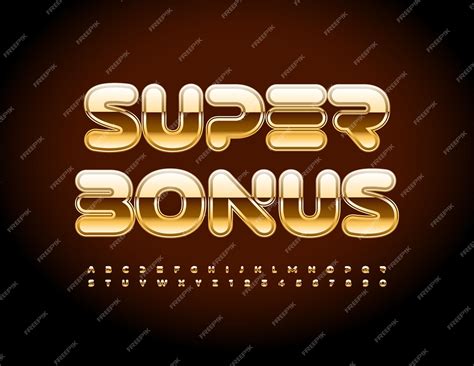 벡터 럭셔리 프로모션 슈퍼 보너스 광택 세련된 글꼴 골드 알파벳 문자 및 숫자 세트 프리미엄 벡터