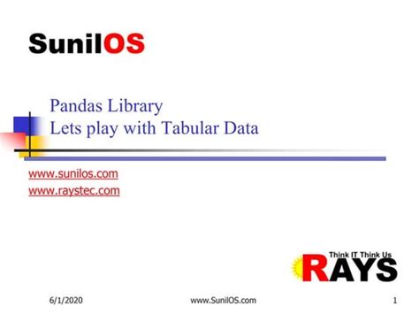 Introduction To Pandas Pptx Programming Languages Computing