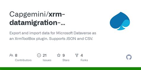 Github Capgeminixrm Datamigration Xrmtoolbox Export And Import Data