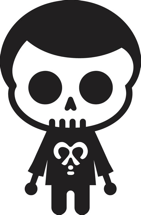 Quirky Skeleton Character Smiling Skeletal Friend Black 44431759 Vector