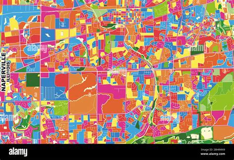 Colorful Vector Map Of Naperville Illinois Usa Art Map Template For