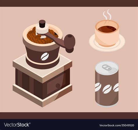 Coffee Can Cup Roasting Machine Brewing Royalty Free Vector