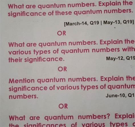 What Are Quantum Numbers Explain The Significance Of These Quantum Numbe