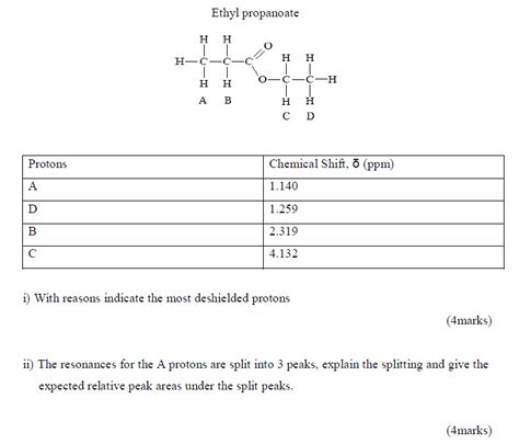 Solved B Below Is A Proton Nmr Spectra Of Ethyl Propanoate