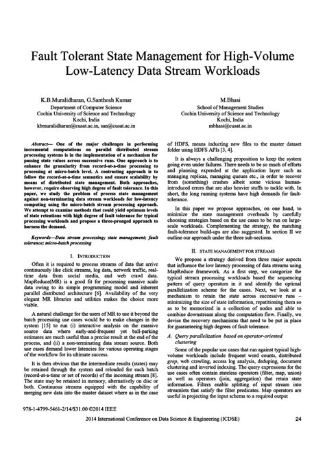 Pdf Fault Tolerant State Management For High Volume Low Latency Data Stream Workloads