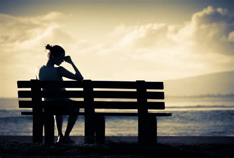 Lonely Woman Sitting Alone On A Bench Mgh Center For Womens Mental