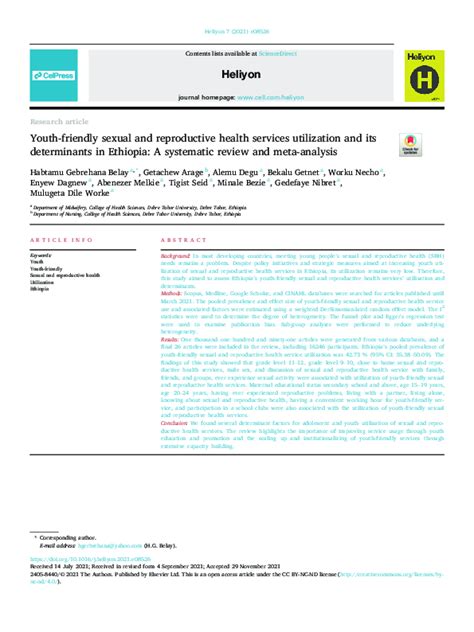 Pdf Youth Friendly Sexual And Reproductive Health Services