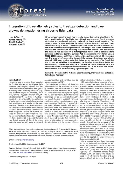 Pdf Integration Of Tree Allometry Rules To Treetops Detection And