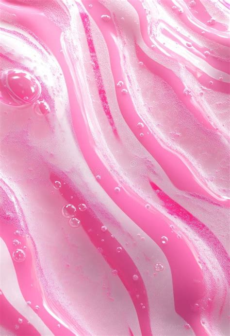 Pink And White Swirling Texture With Glossy Liquid Droplets Stock Image