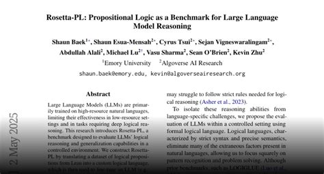 Paper Page Rosetta Pl Propositional Logic As A Benchmark For Large