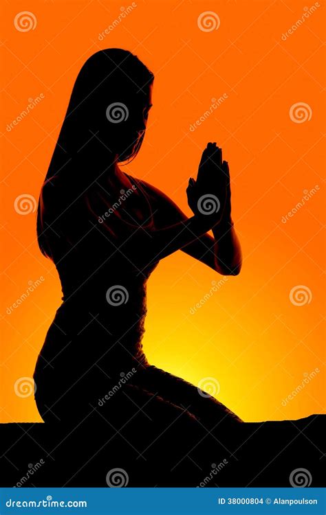 Silhouette Man Kneel Touch Womans Hand Royalty Free Stock Image