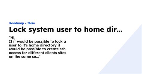 Lock System User To Home Directory Ploi Roadmap
