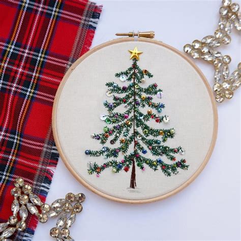 Christmas Tree Hand Embroidery Pattern Beginner Christmas Etsy