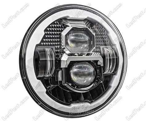 Ótica Moto Full Led Preta Para Farol Redondo 7 Polegadas Tipo 6
