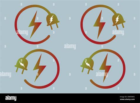 Power Charging Energy Symbol Lightning Electric Plug Icon Vector Stock