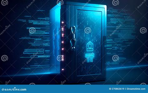 Cyber Security Concept And Digital Data Protection With A Locker In A