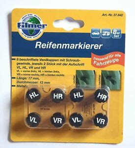 er Set Ventilkappen Reifenmarkierer Stück mit Aufschrift VL HL VR HR NEU eBay