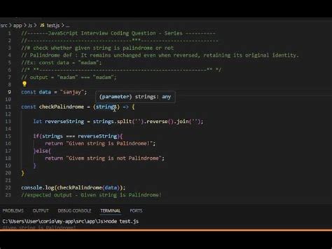 Palindrome Or Not JavaScript Interview Coding Questions 7 YouTube