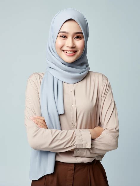 Premium Photo A Woman Wearing A Hijab With Her Arms Crossed