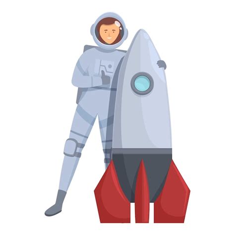 Premium Vector Smiling Astronaut Giving Thumbs Up Standing Near Big