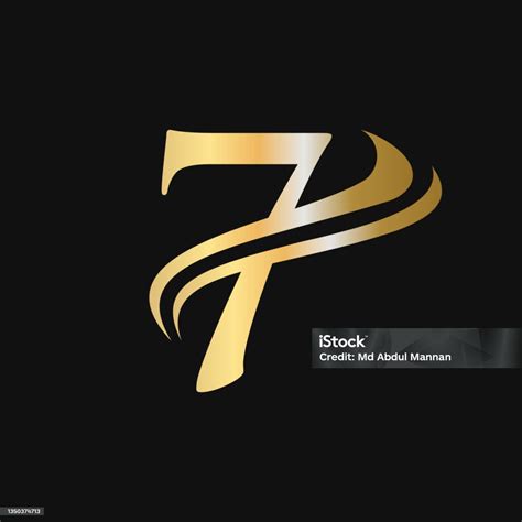 7 편지 로고 럭셔리 컨셉 초기 7 로고 디자인 골든 모노그램 레터 회사 이름 라벨 엠블럼 프린트 섬유 스파 아름다움 패션 결혼 의식에 대한 스톡 벡터 아트 및 기타 이미지