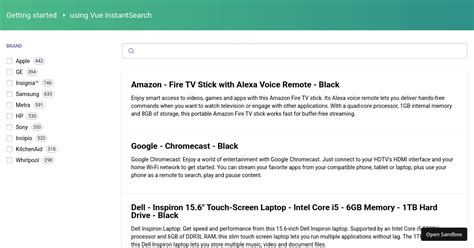Example Vue Instantsearch Getting Started Codesandbox