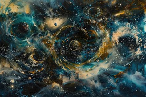 Abstract Formations Resembling Planetary Orbits And Cosmic Trajectories Against A Backdrop Of