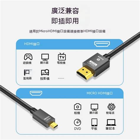 Biaze 畢亞茲 Micro Hdmi轉hdmi轉接線 4k60hz高清轉換 2m Pchome 24h購物