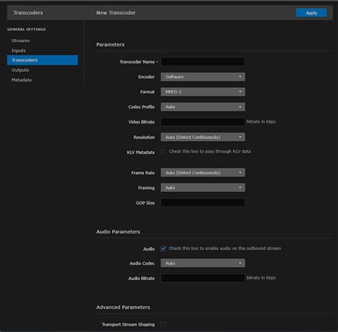 Configuring Transcoder Parameters