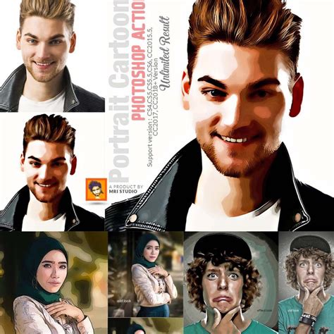 Portrait Cartoon Photoshop Action MasterBundles