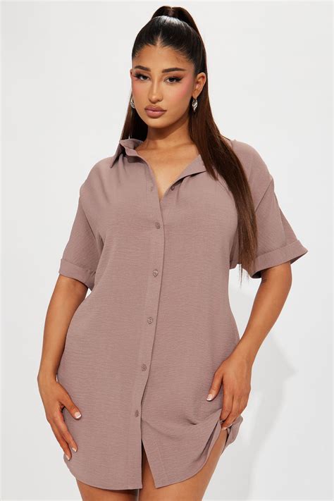 Amelia Mini Shirt Dress Mocha Fashion Nova Dresses Fashion Nova