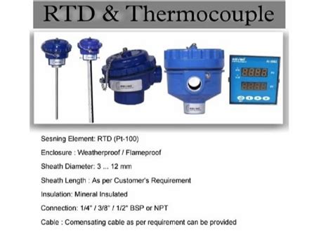 Class A Rtd Sensor With Thermowell Temperature Range 200 To 600 Deg