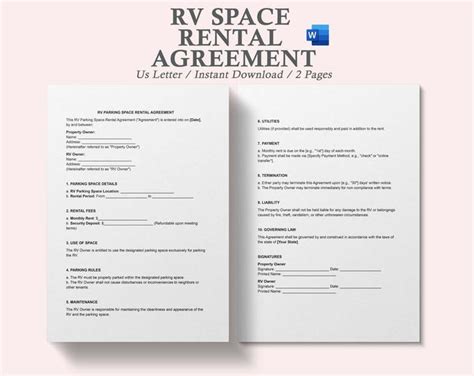 Rv Parking Space Rental Agreement Rv Lot Rental Agreement Letter
