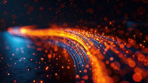 Exploring The Concept Of Highspeed Data Transfer With Glowing Fiber Optic Cables Aig53m Stock