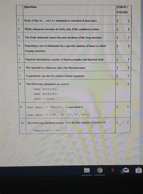 Solved Questions True False 1 Body Of The Do While