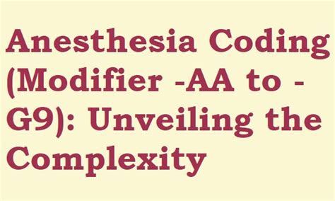 Karthik Selvam On Linkedin Anesthesia Coding Modifier Aa To G9