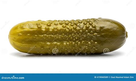 One Whole Gherkin Pickle Isolated On A Clean White Background Showing