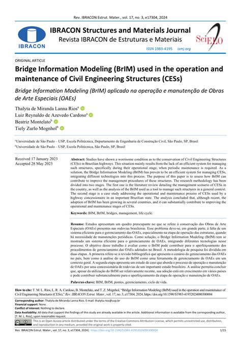 Pdf Bridge Information Modeling Brim Used In The Operation And Maintenance Of Civil